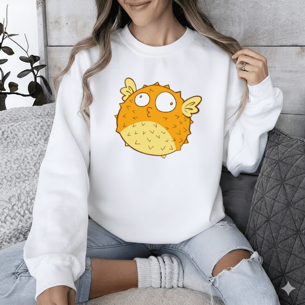 Cheerful Pufferfish Ocean Sea Lover Fun Fish Sweatshirt, up to size 5XL ...