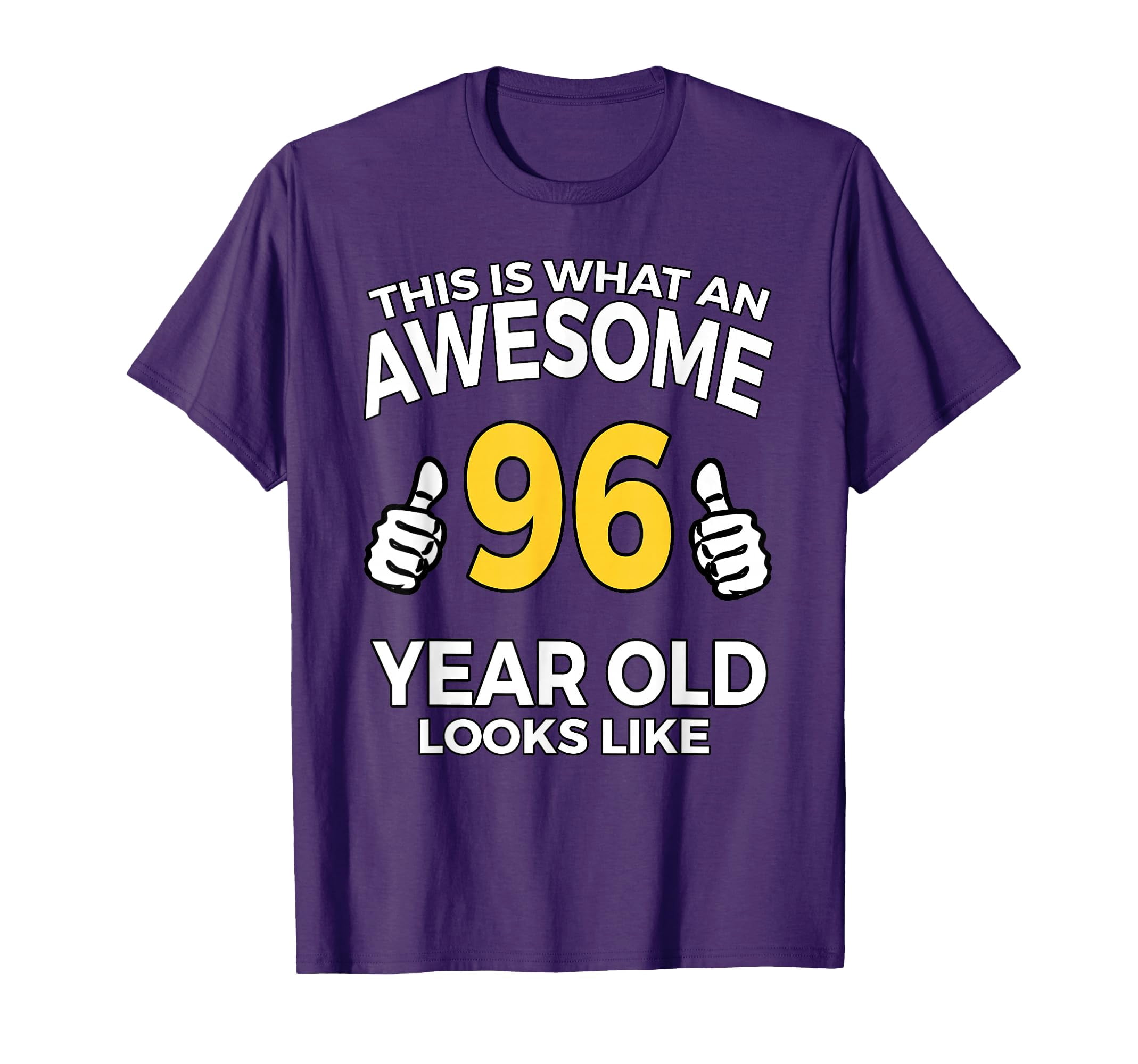 Cheerful Purple 96th Birthday Celebration T-Shirt for Aged 96 Years Old ...