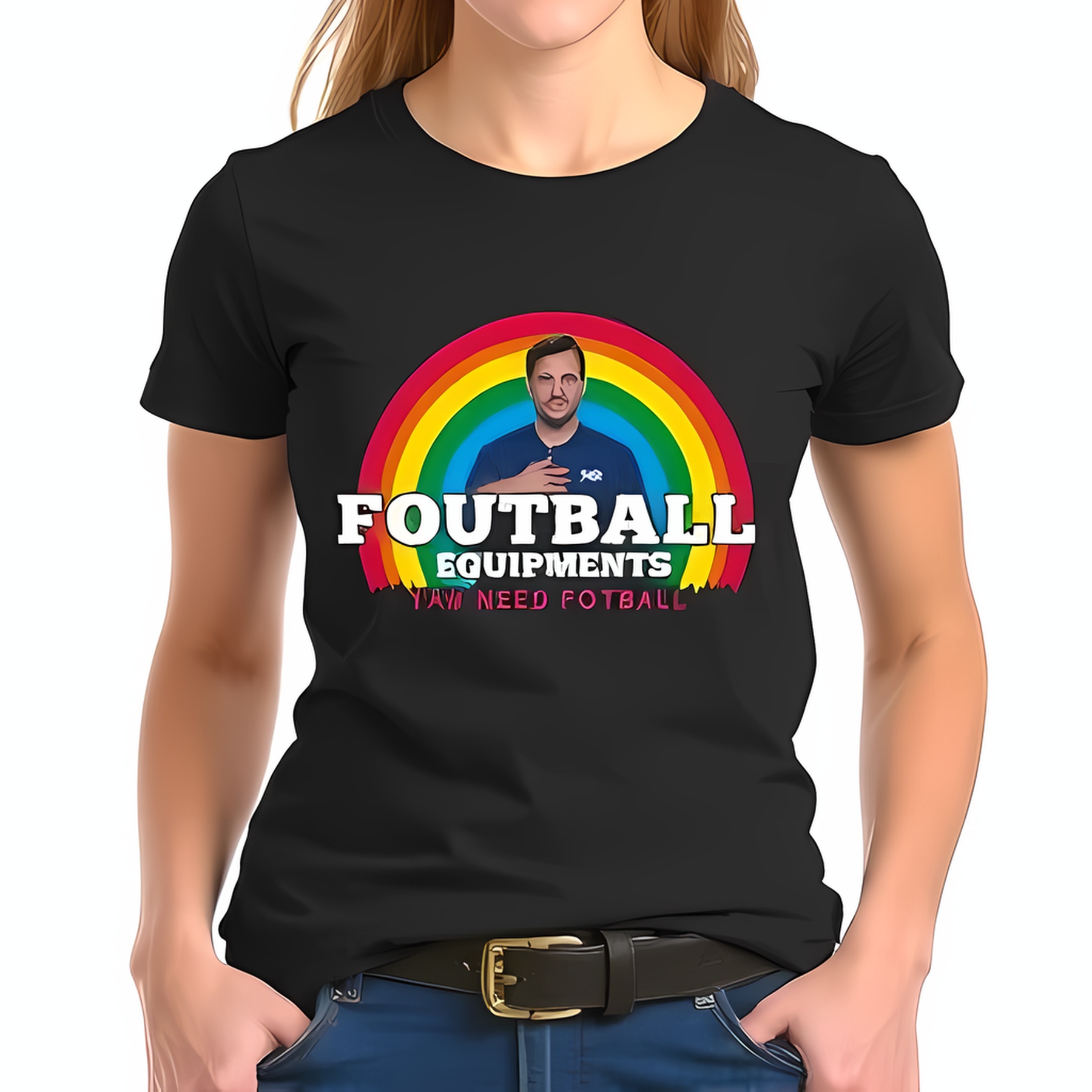 Cheerful Rainbow Football T-Shirt for Enthusiasts - "I AM NEED FOOTBALL ...