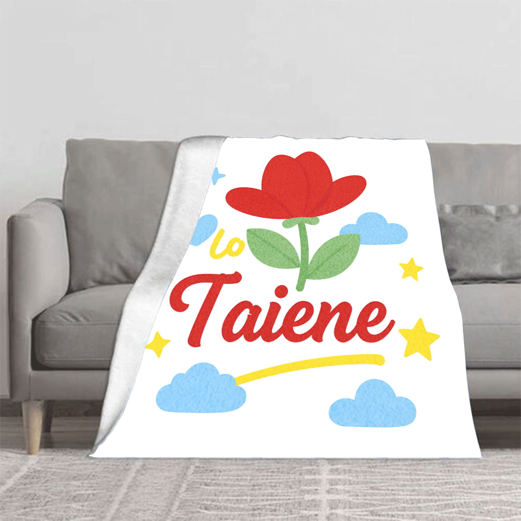 Cheerful Red Flower Flannel Blanket - Soft Warm Cozy Design with Green ...