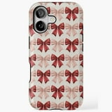 Cheerful Red Pink Ribbon Bow Festive Pattern Case for iPhone 17 through ...