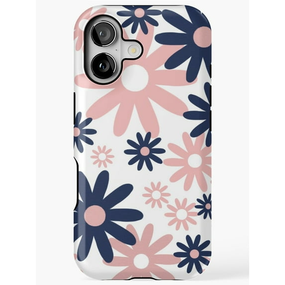 Cheerful Retro Daisy Floral Pattern iPhone Case 11 12 13 14 15 16 17 ...