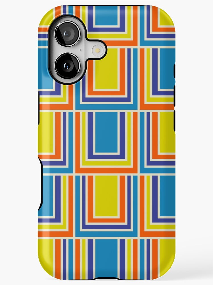 Cheerful Retro Geometric Mod Portes Pattern iPhone Case 11 12 13 14 15 ...