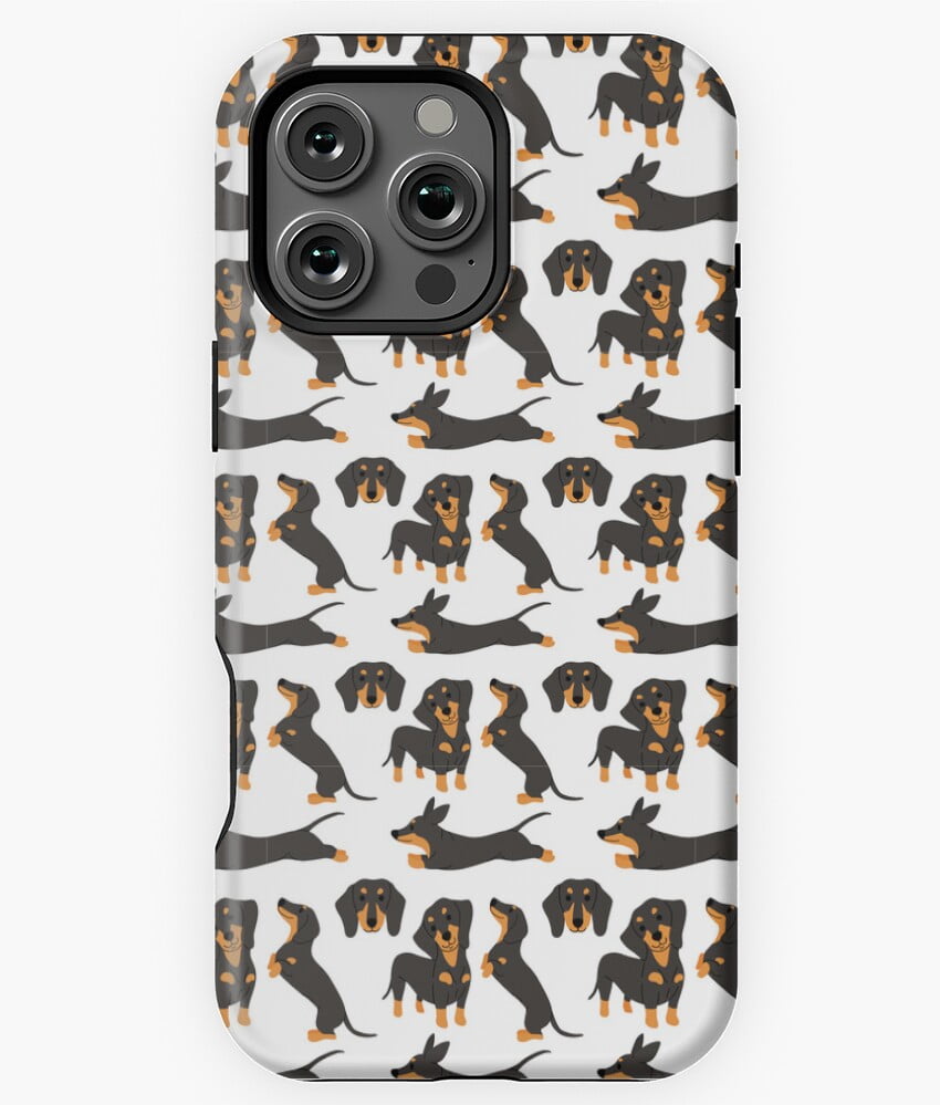 Cheerful Sausage Pup Dachshund Phone Case for iPhone 16 15 14 13 12 11 ...