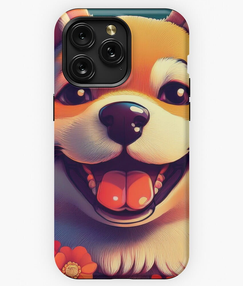 Cheerful Shiba Inu with Flowers Pop G3927 Phone Case for iPhone17 16 15 ...