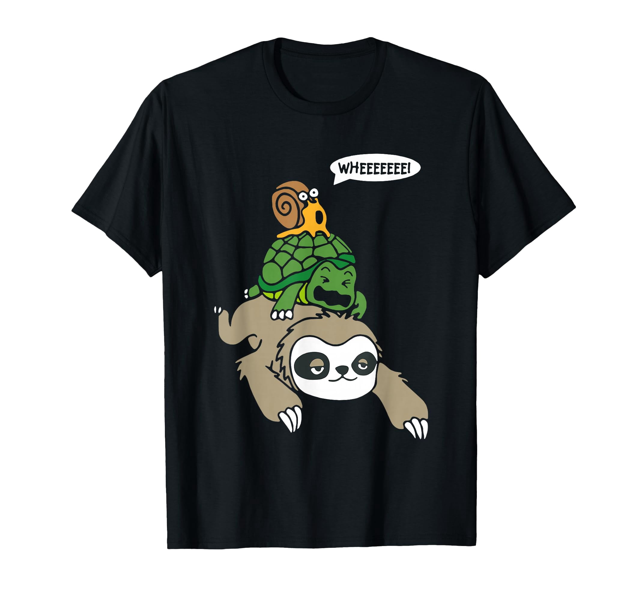 Cheerful Sloth with Turtle and Snail Cartoon T-Shirt for Fun and ...
