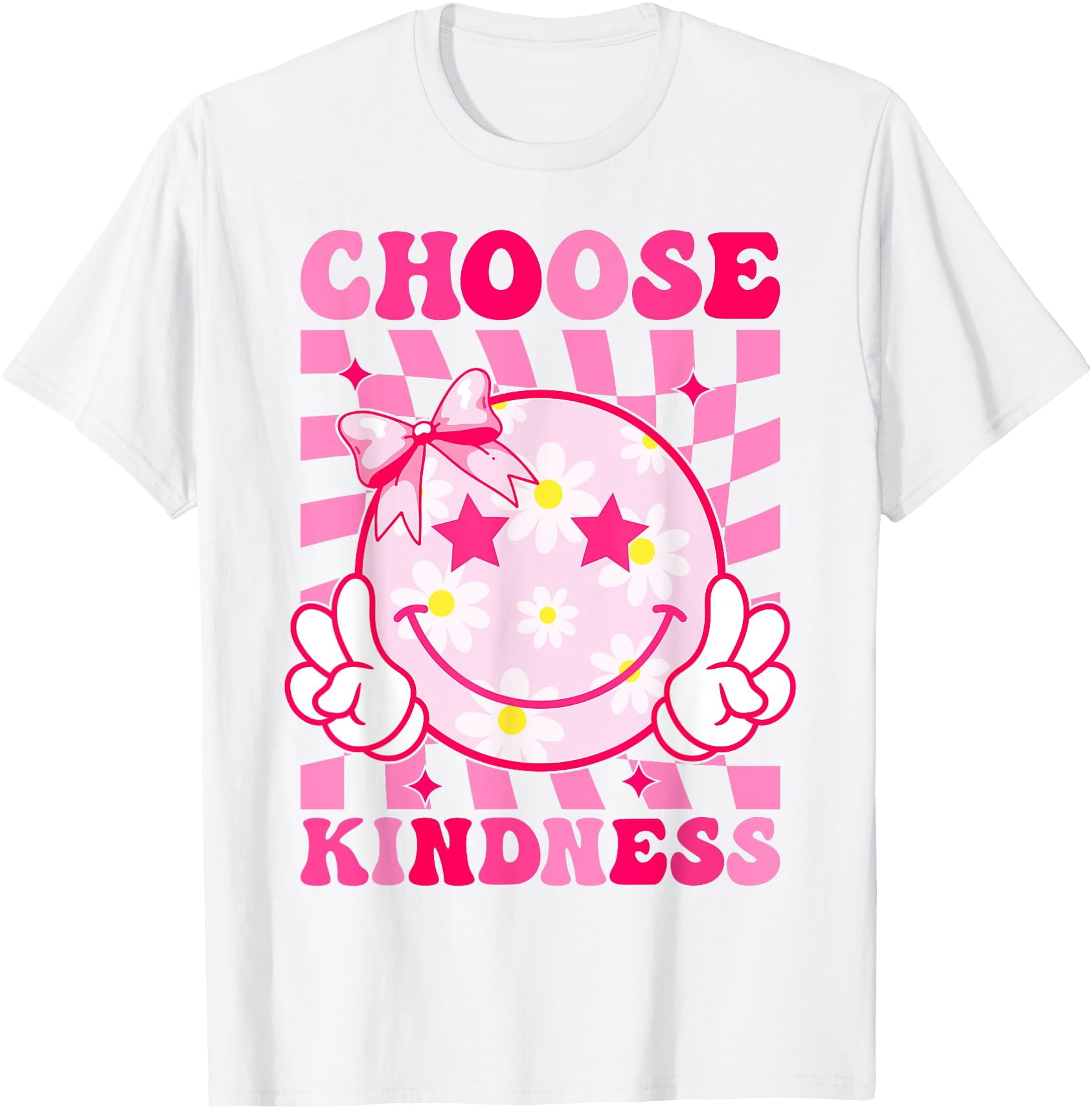 Cheerful Smiling Face Groovy Be Kind Inspirational T-Shirt for Positive ...