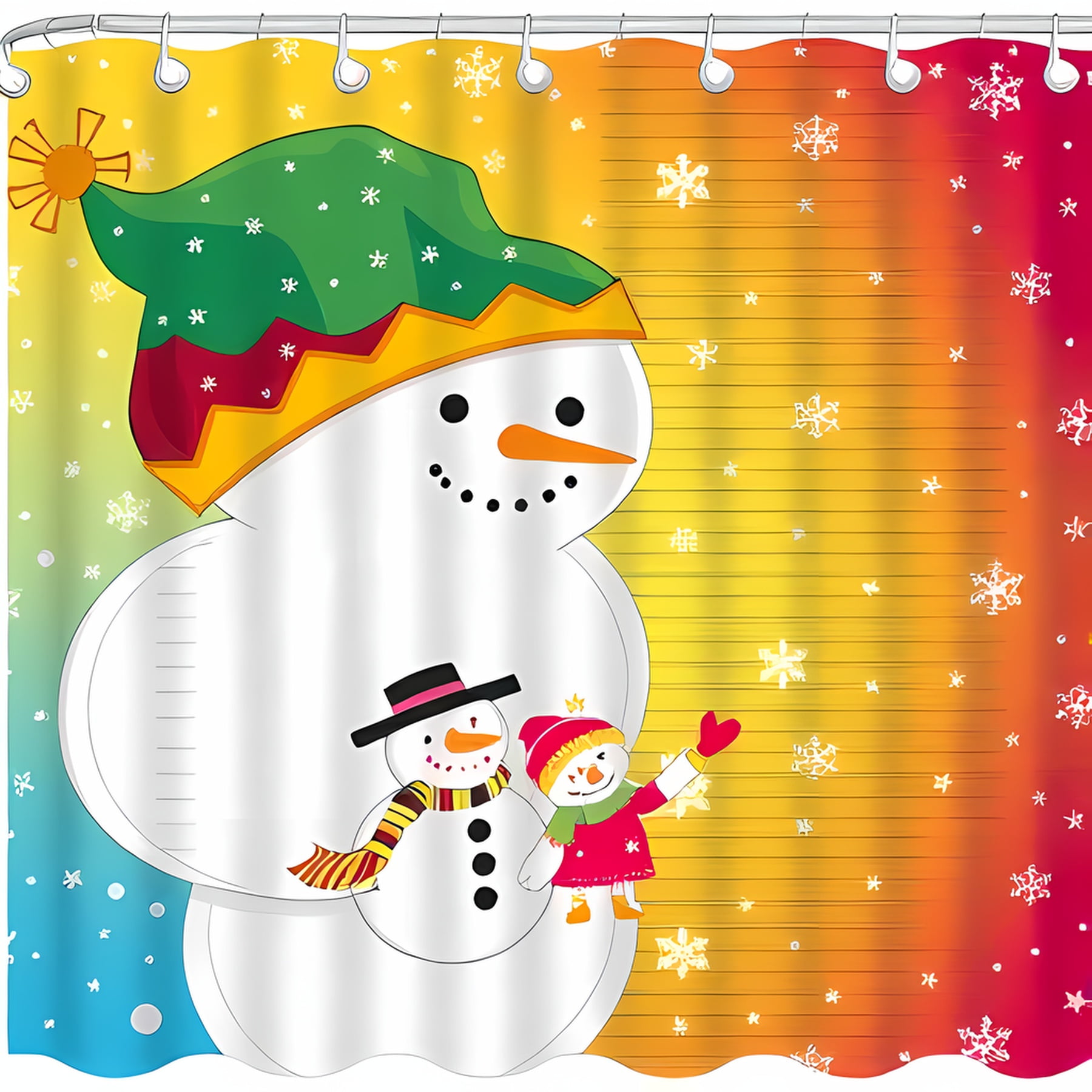 Cheerful Snowman Shower Curtain - Festive Winter Design with Colorful ...