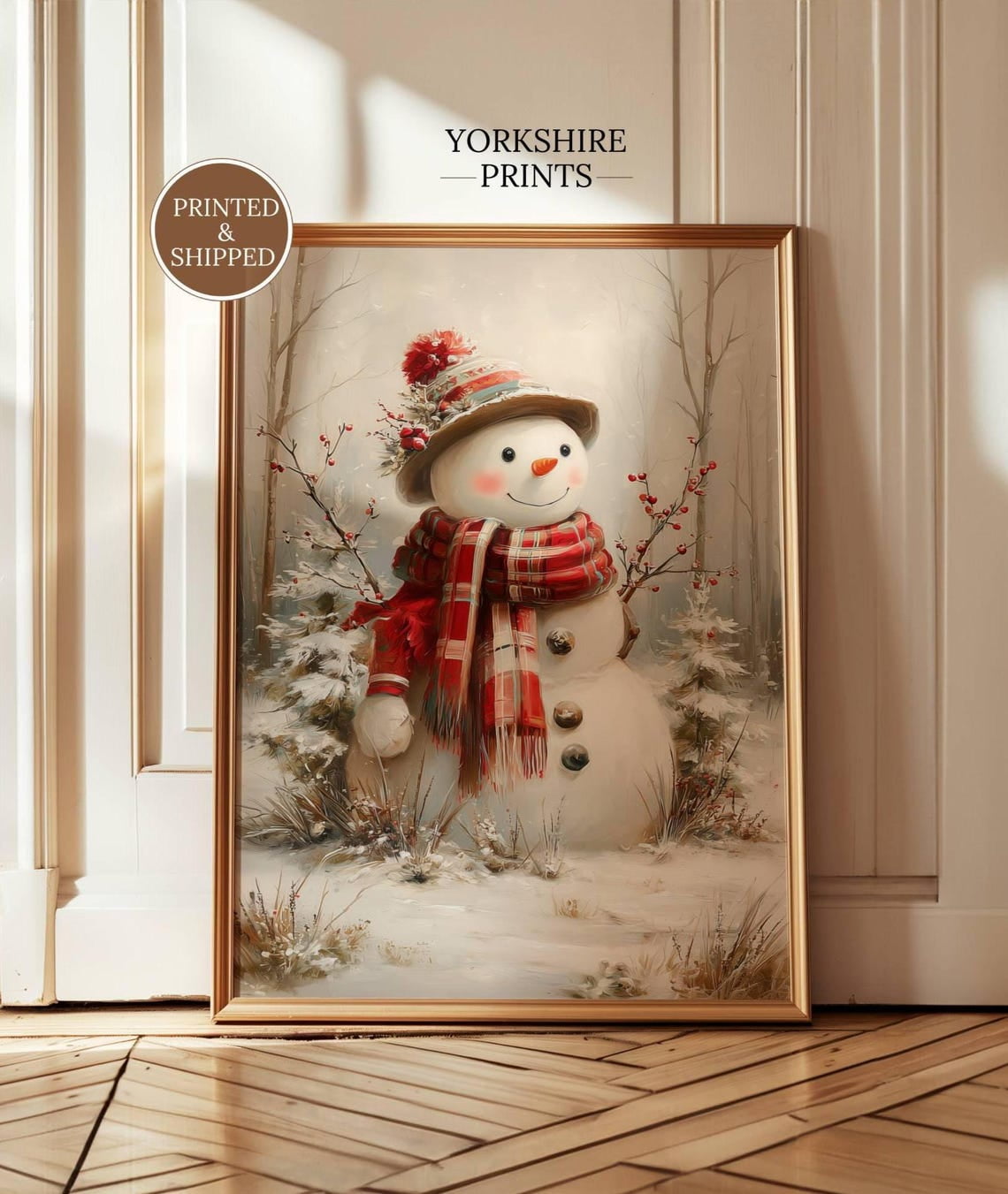 Cheerful Snowman Winter Holiday Print Poster, Print Postered Winter ...