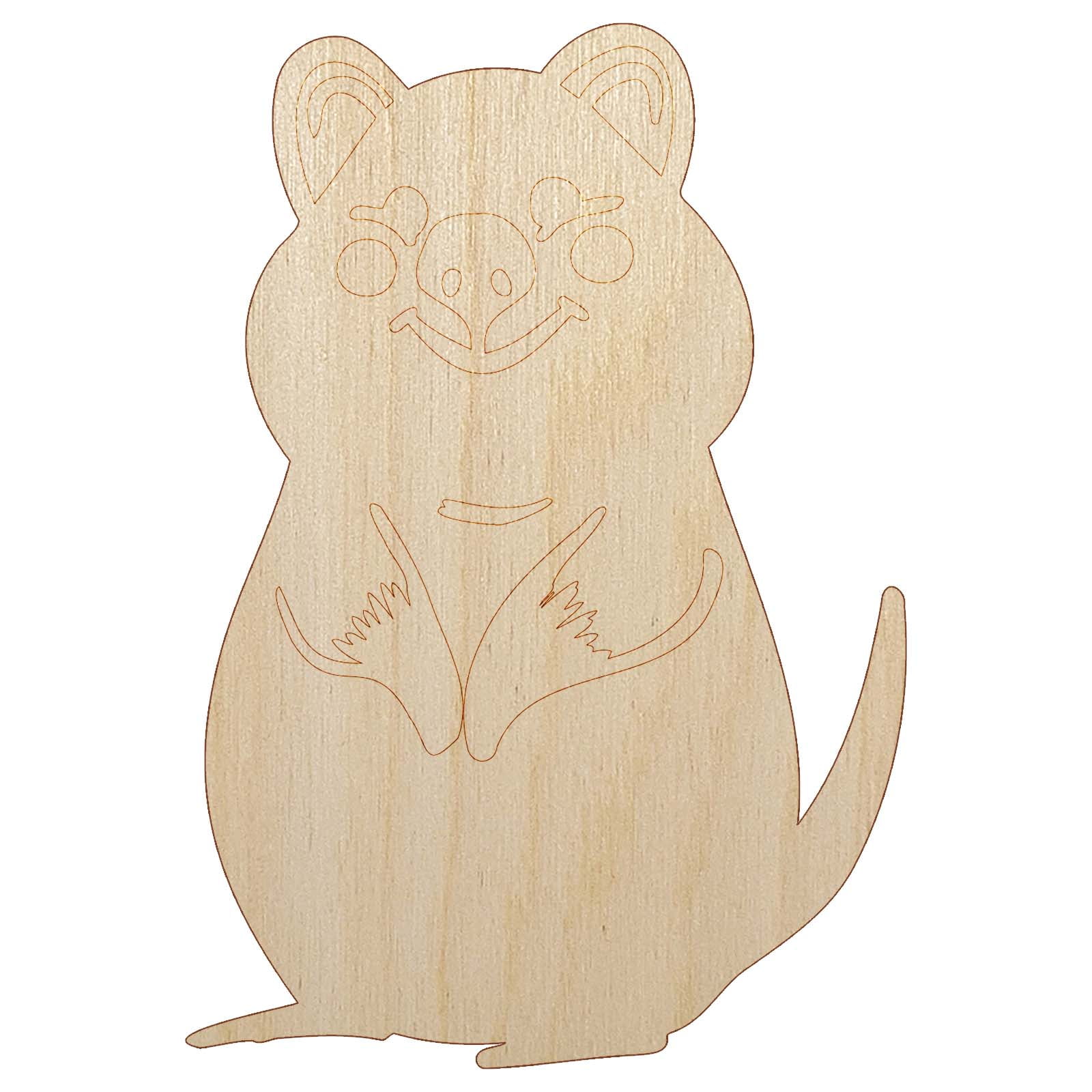 Cheerful Standing Quokka Wood Shape Unfinished Piece Cutout Craft DIY ...