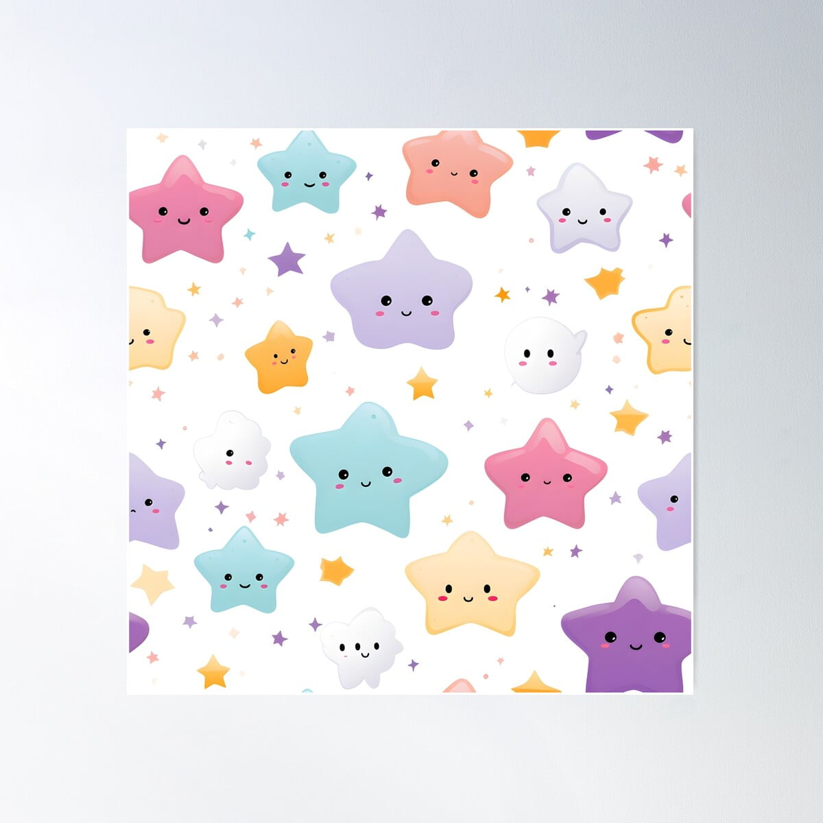 Cheerful Stars And Smiles Wallpaper For Bright Spaces Poster Wall Art ...
