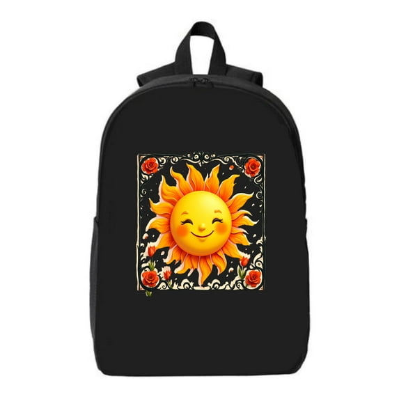 Cheerful Sun & Red Roses Design Laptop Backpack - Fits 15 " Laptop & iPad Casual Travel Bag with ...