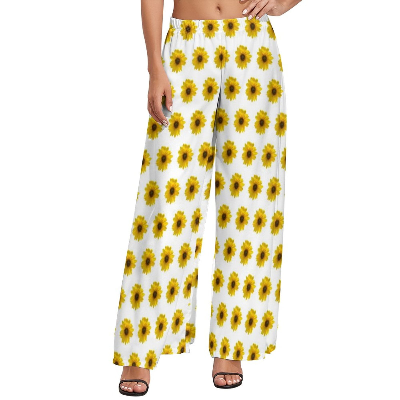 Cheerful Sunflower Pants Summer Yellow Sunflowers Print Sexy Wide Pants Woman Big Size Korean ...