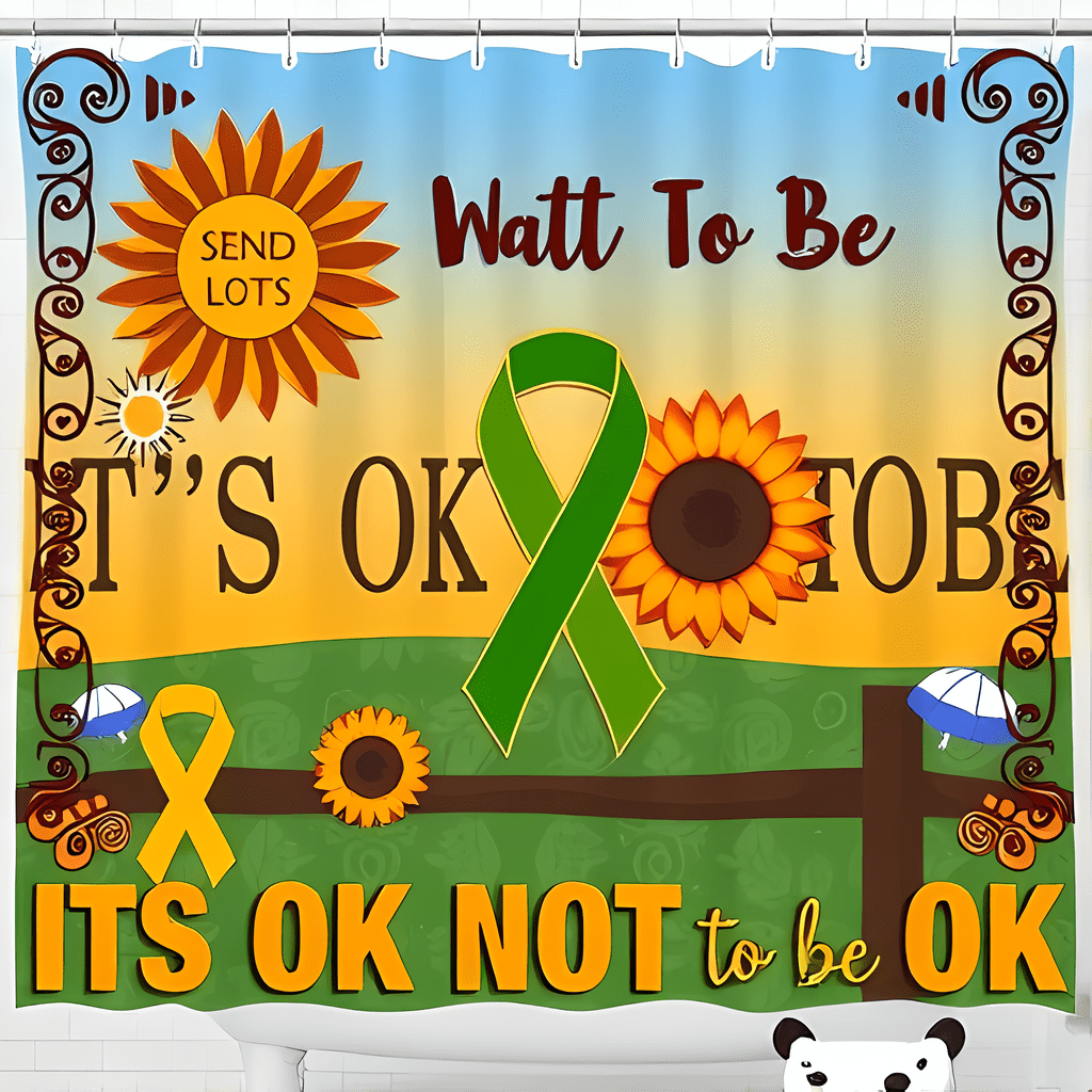 Cheerful Sunflower Shower Curtain with Mental Awareness Ribbons - " To ...