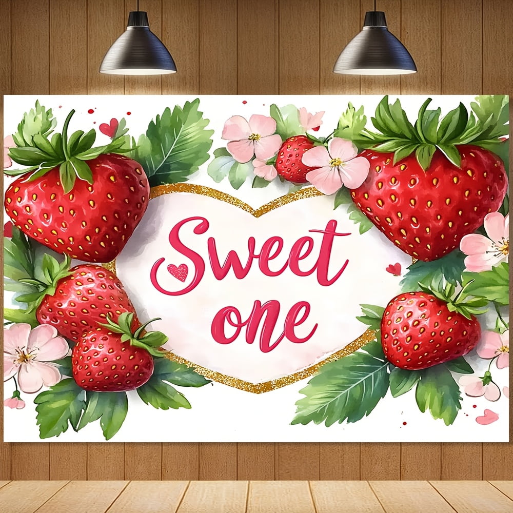 Cheerful Sweet One Strawberry Themed Backdrop Fruit Strawberry ...