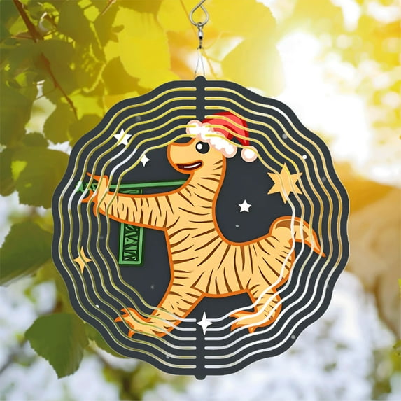 Cheerful Tiger Metal Hanging Wind Spinner - Festive Sound Wave Design ...