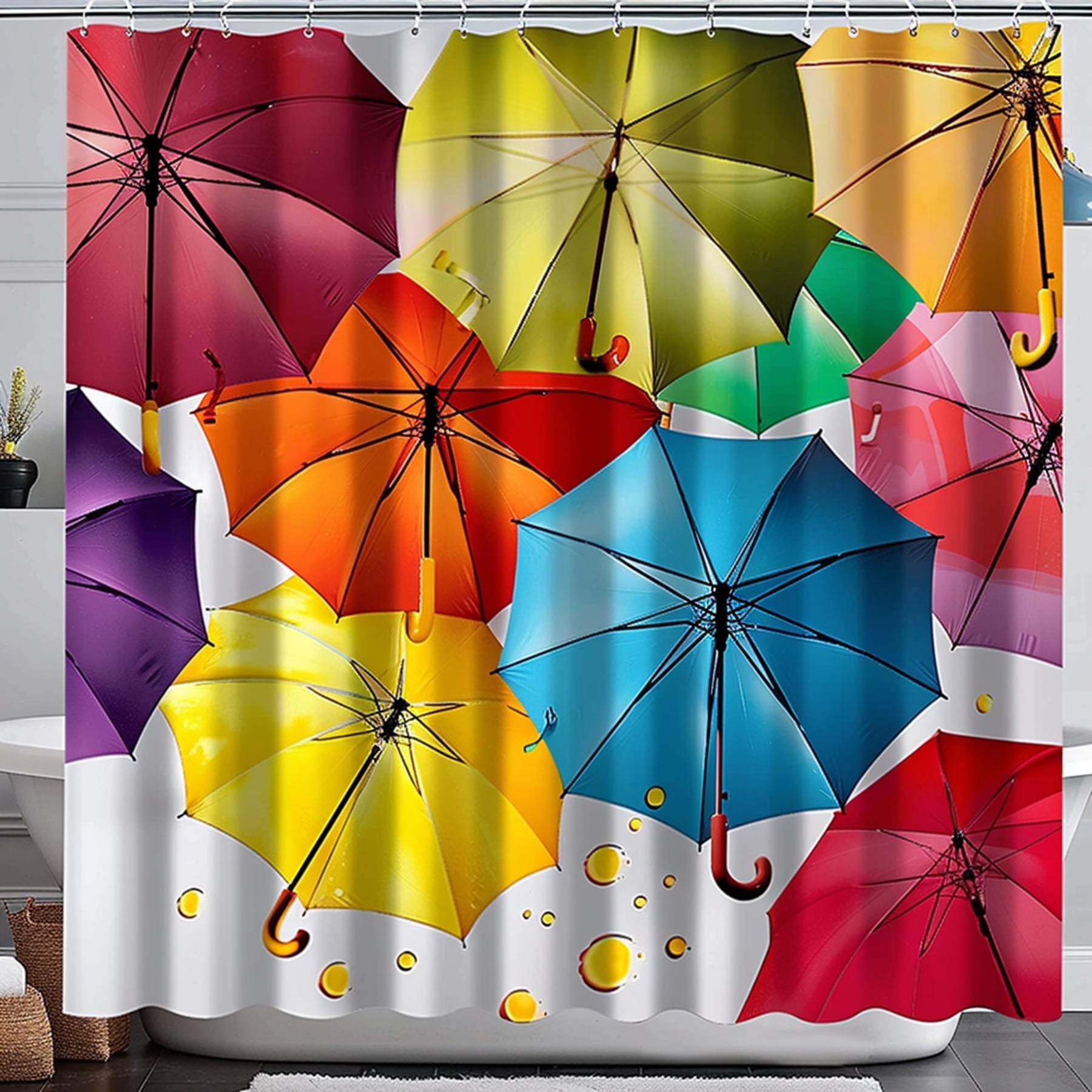 Cheerful Umbrella Shower Curtain Brighten Your Bathroom With Colorful