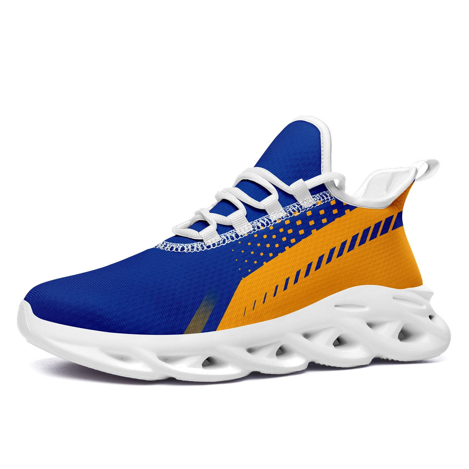 Cheerful Wide Fit Plus Size Dynamic Running Shoes Blue Yellow White Men ...
