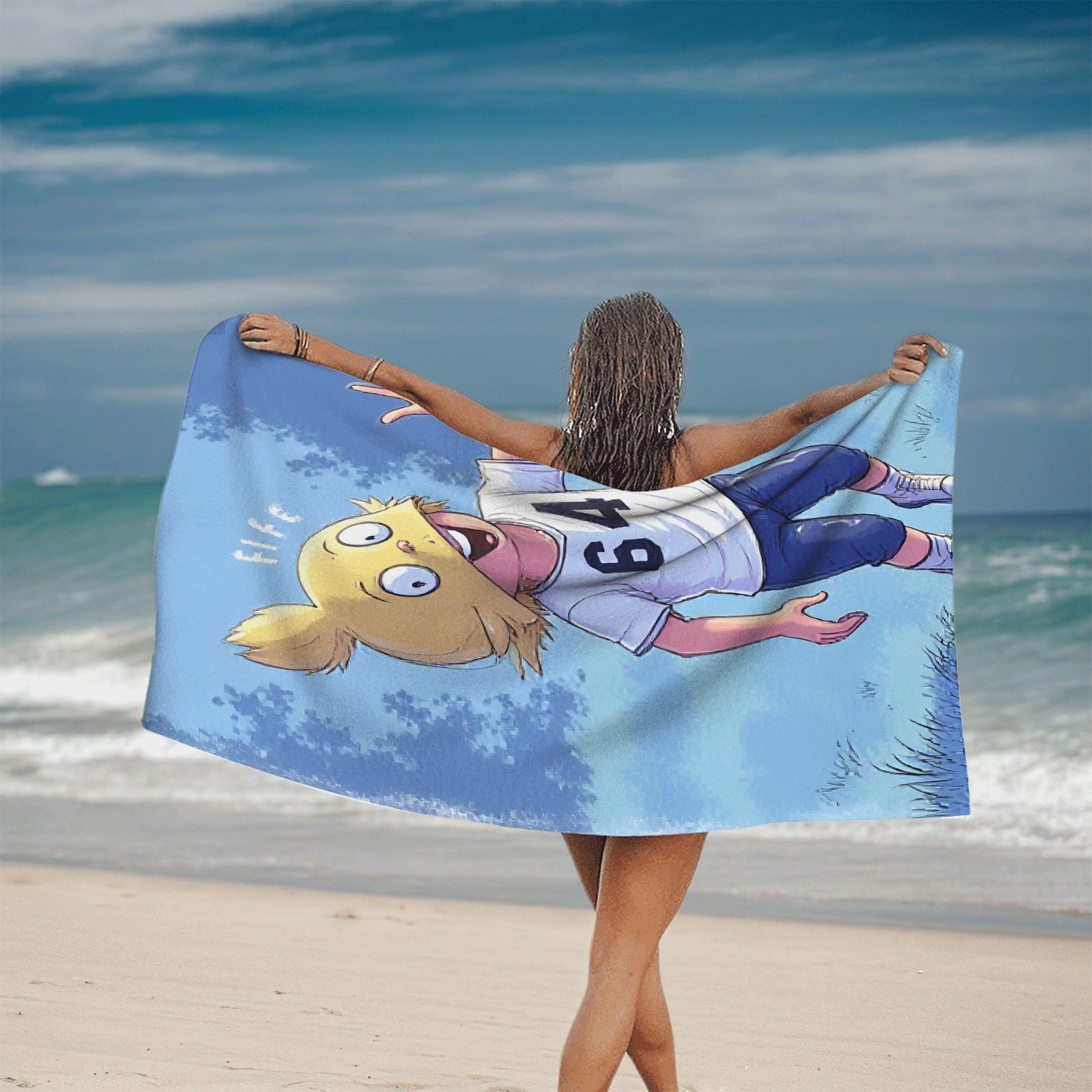 Cheerful Yellow Bird Hat Character Beach Towel - Fun 64 Design Perfect ...