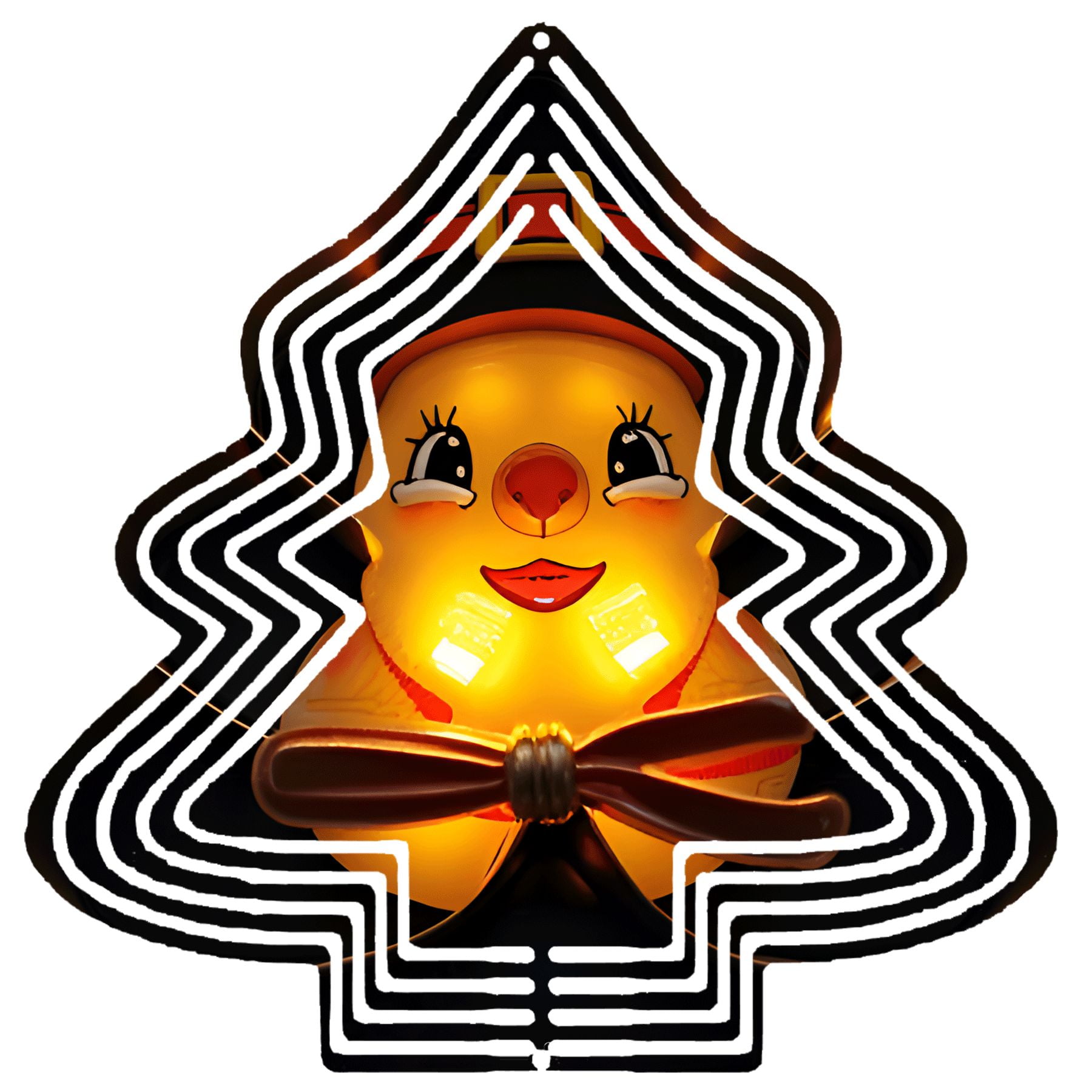 Cheerful Yellow Chick Metal Hanging Christmas Tree Wind Spinner ...