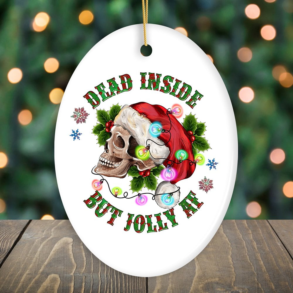 Cheerfully Grim Festive Emo Skeleton Funny Christmas Ornament, Dead ...