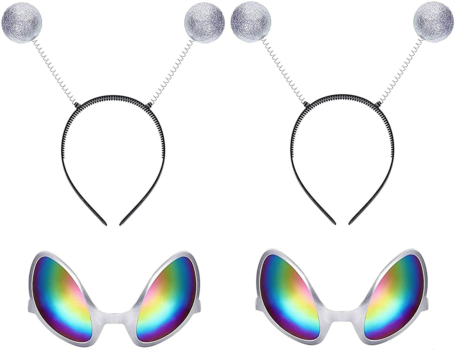 Cheerin Silver Alien Headband Antenna with Glasses | Martian Alien ...