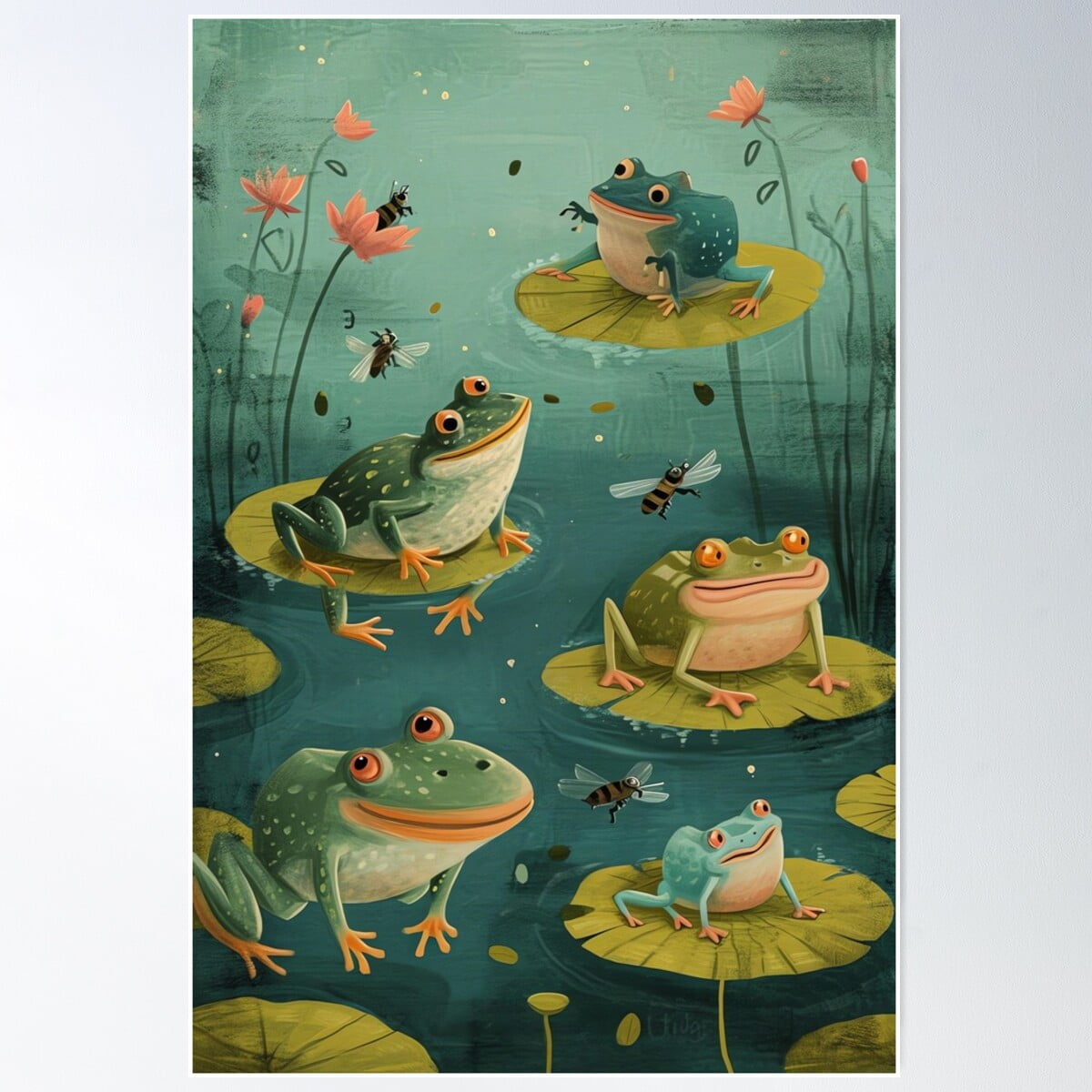 Cheering Frog Jump Poster Wall Art, Modern Wall Decor For Living Room ...