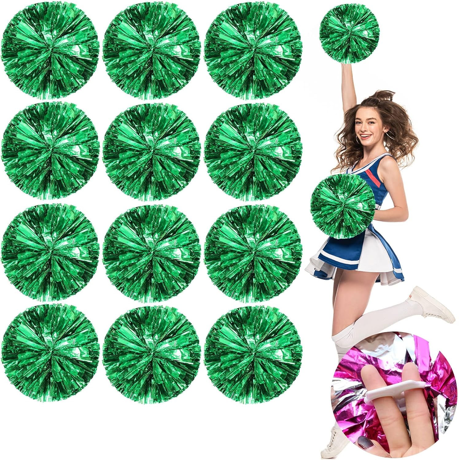 Cheering Hand Flowers, Cheerleading Pom Poms, Premium Metallic Pom Poms ...