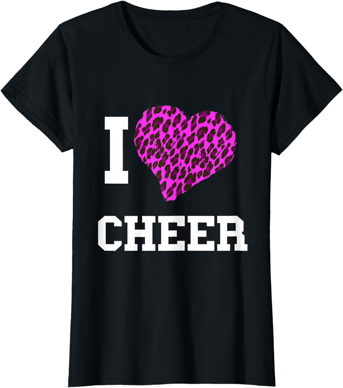 Cheering I Cheer Cheerleading Leopard Heart Cheer Team T-Shirt ...