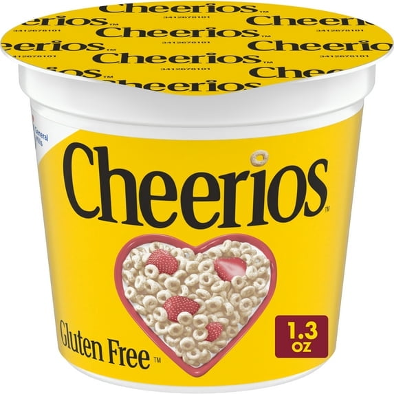 Cheerios Breakfast Cereal Cup, Gluten Free, Single Serve Cereal, 1.3 oz ...