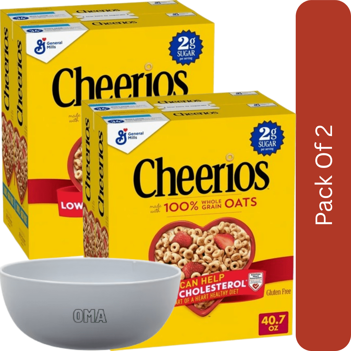 Cheerios Cereal — 40.7 oz-2pk, With Olive White Bowl By OMA - Walmart.com