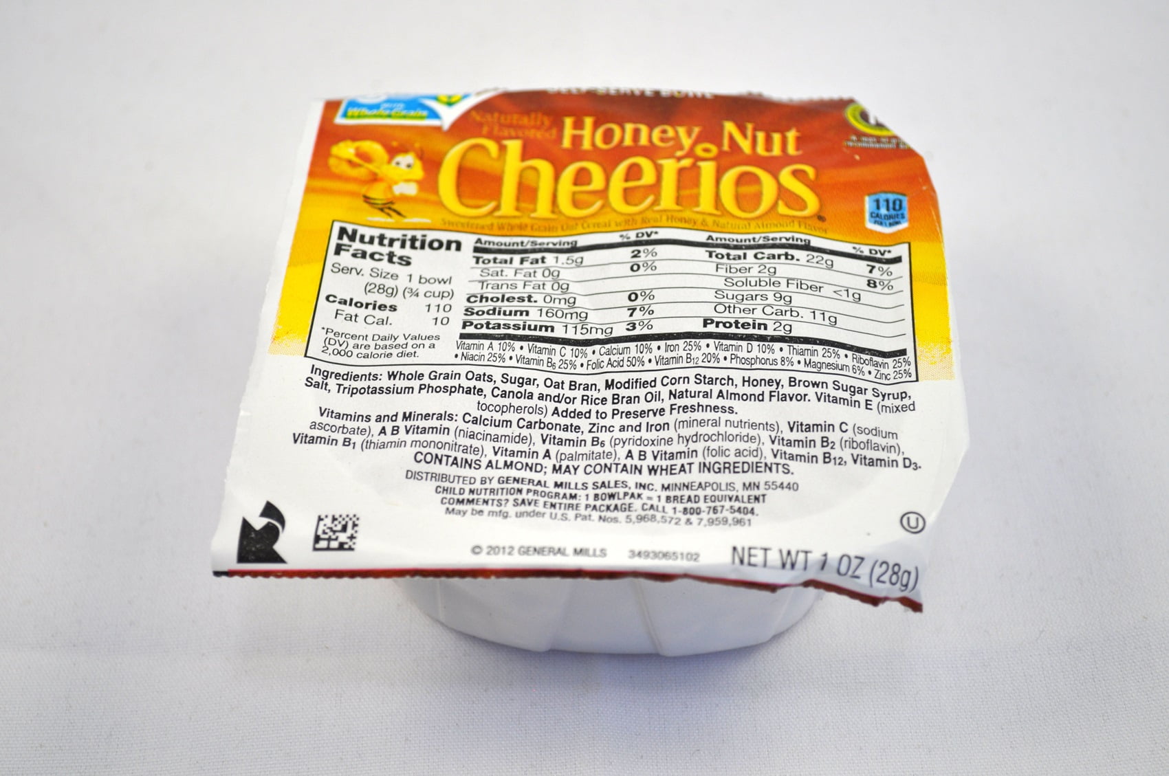 Cheerios Cereal Bowlpak, Honey Nut Cheerios, 1 oz - Case of 96 ...