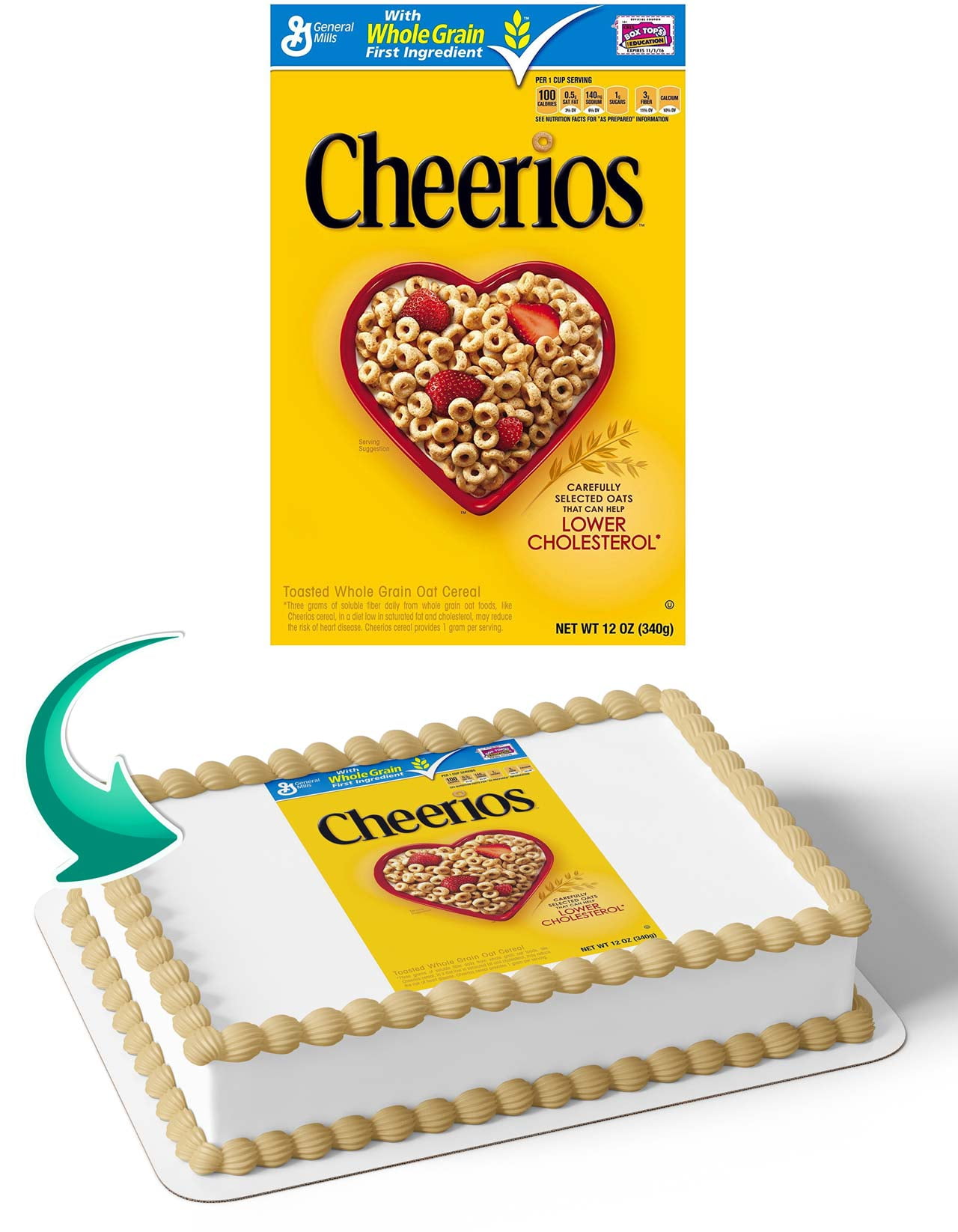 Cheerios Cereal Cake Deco Wrap Edible Image Cake Topper Personalized ...