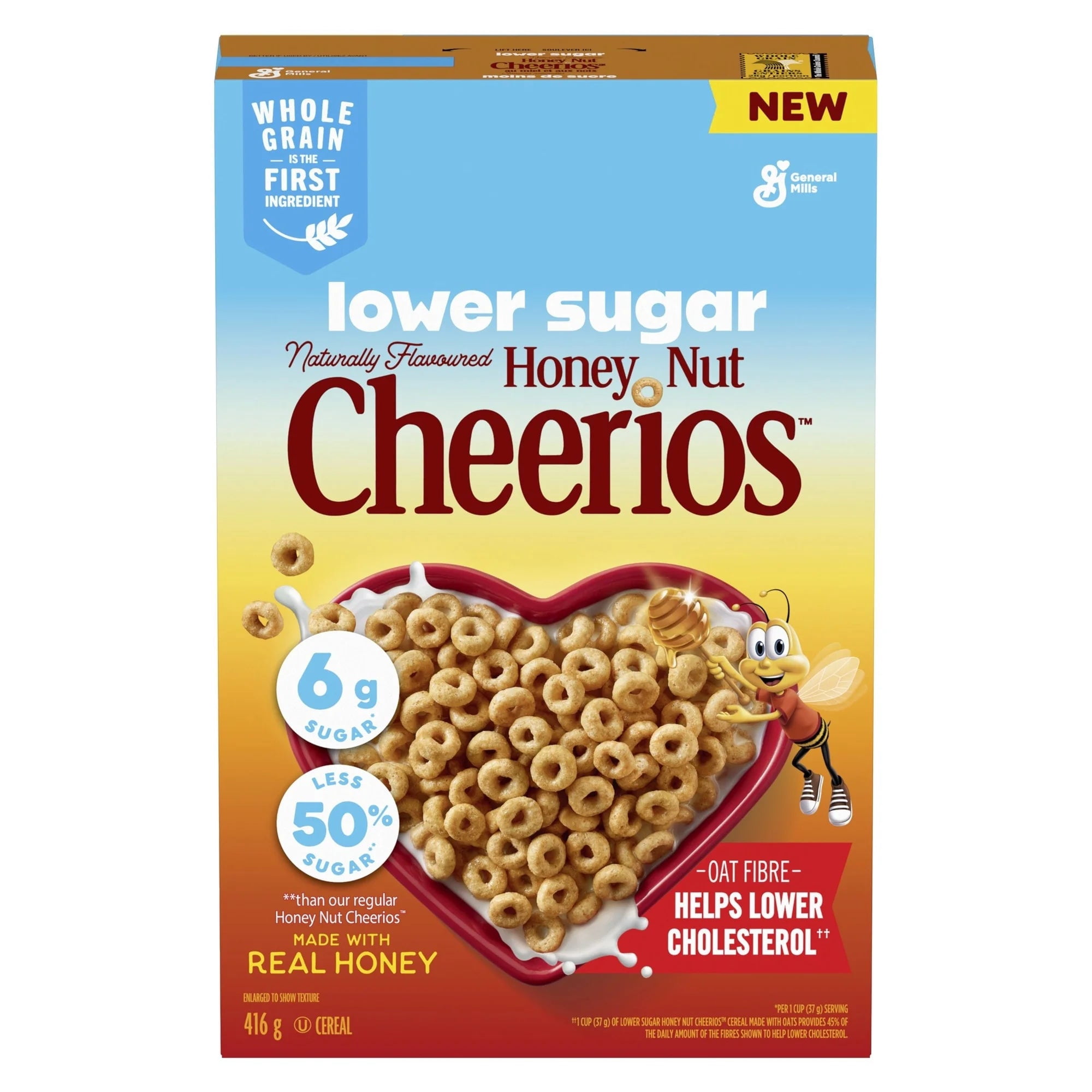 Cheerios Honey Nut Lower Sugar Cereal 416g (14.6 oz) | 50% Less Sugar ...
