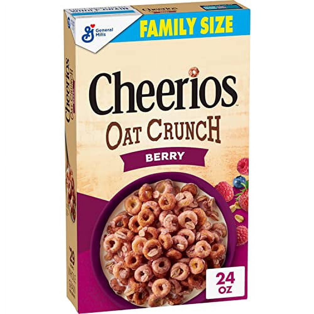 Cheerios Oat Crunch Berry Oat Breakfast Cereal, Family Size, 24 oz ...