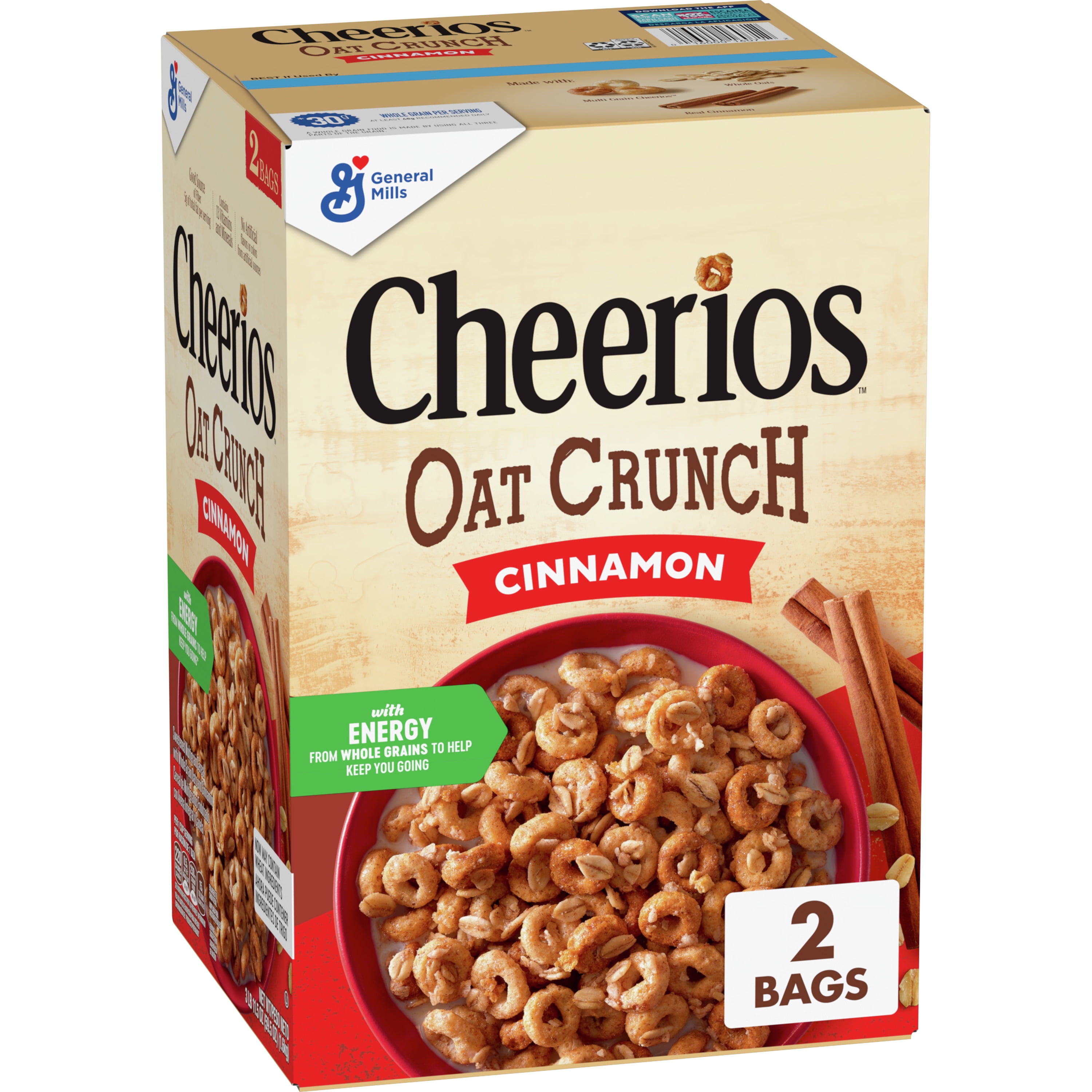 Cheerios Oat Crunch Cinnamon Oat Breakfast Cereal, 59.5 oz - Walmart.com