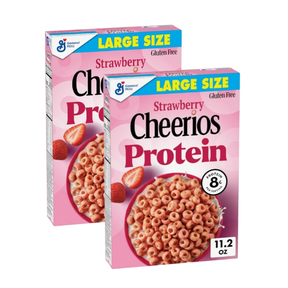 Cheerios Protein Cereal, Strawberry, 8g Protein, Large Size, 11.2 oz (2 Pack) - Walmart.com