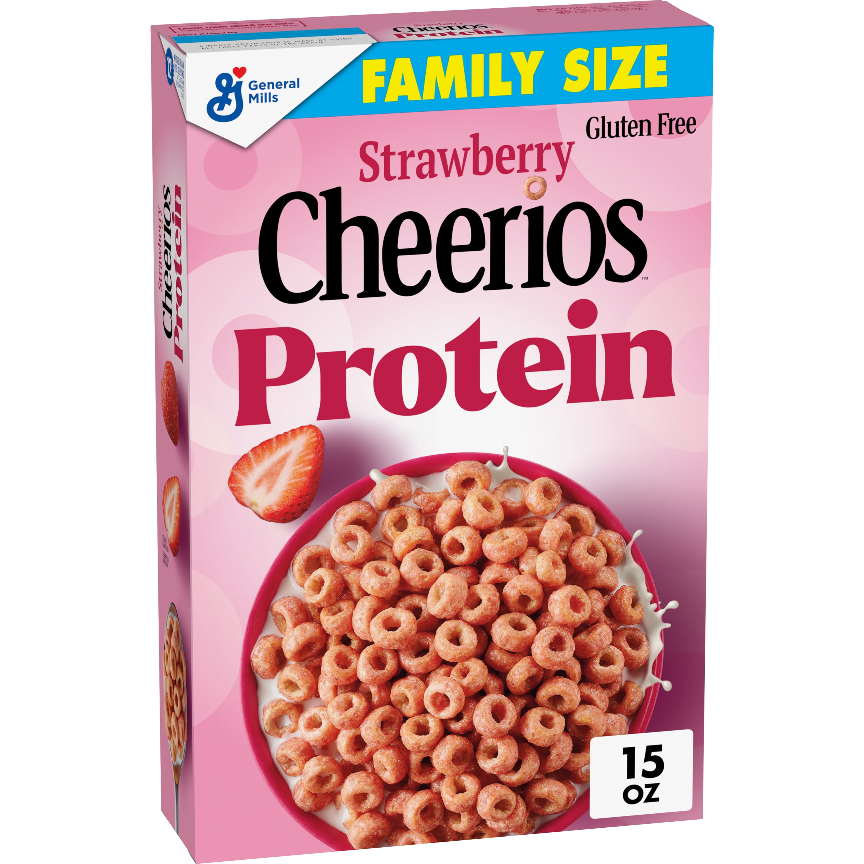 Cheerios Protein Cereal, Strawberry, 8g Protein, Family Size, 15 oz - Walmart.com