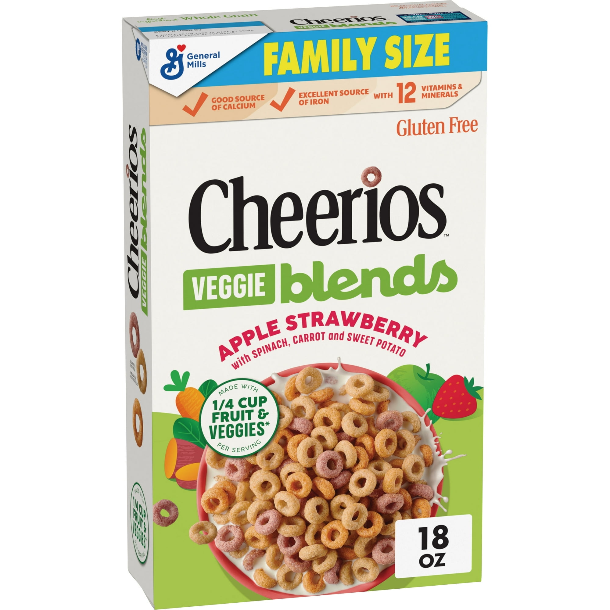 Cheerios Veggie Blends Breakfast Cereal, Apple Strawberry Flavored ...