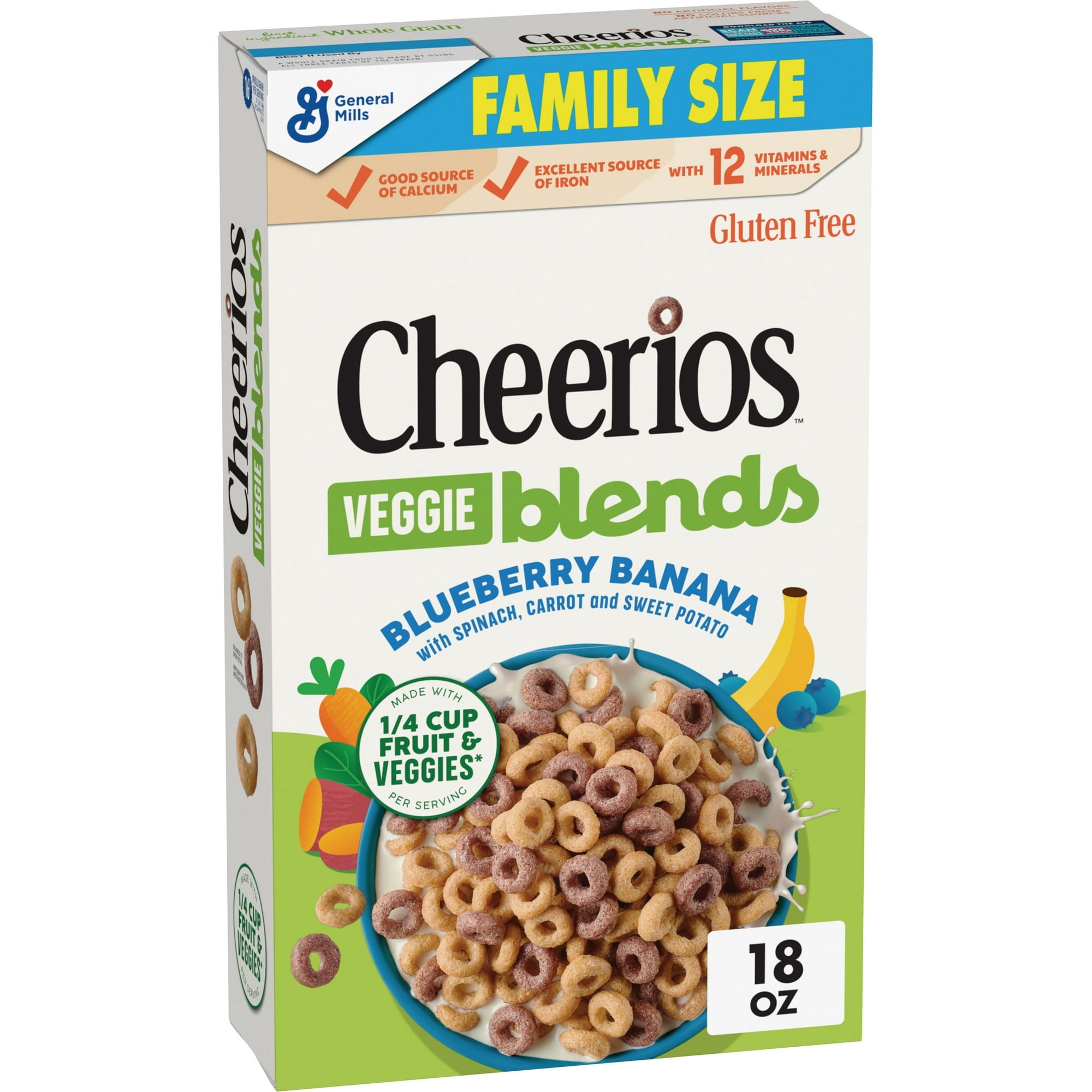 Cheerios Veggie Blends Breakfast Cereal, Blueberry Banana Flavored ...