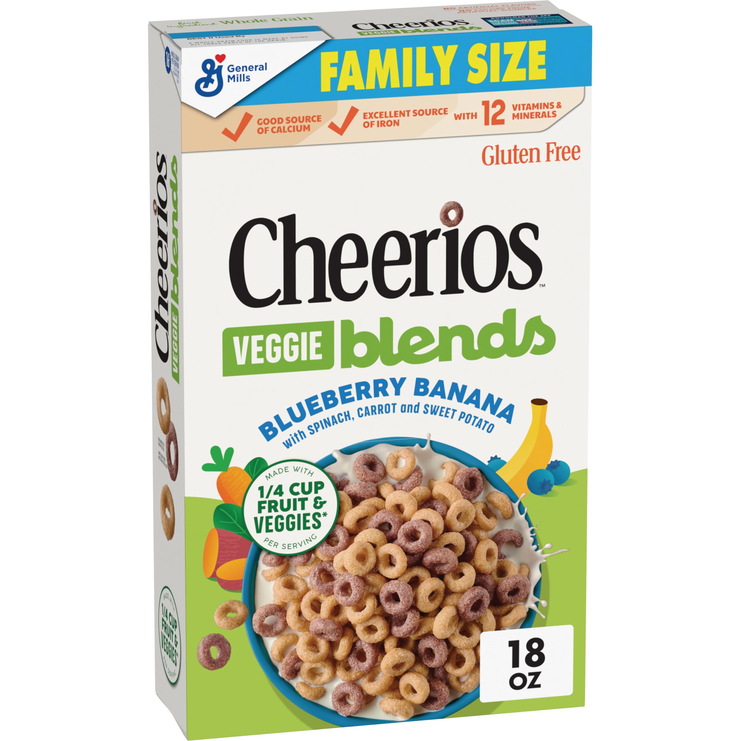 Cheerios Veggie Blends Breakfast Cereal, Blueberry GJM1 Banana Flavored ...