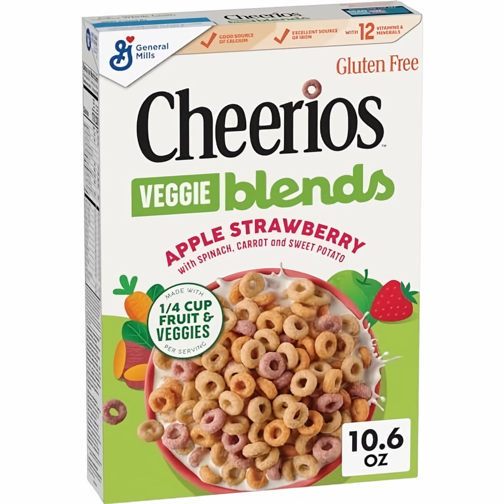 Cheerios Veggie Blends Strawberry Apple Breakfast Cereal 10.6 oz (Pack ...