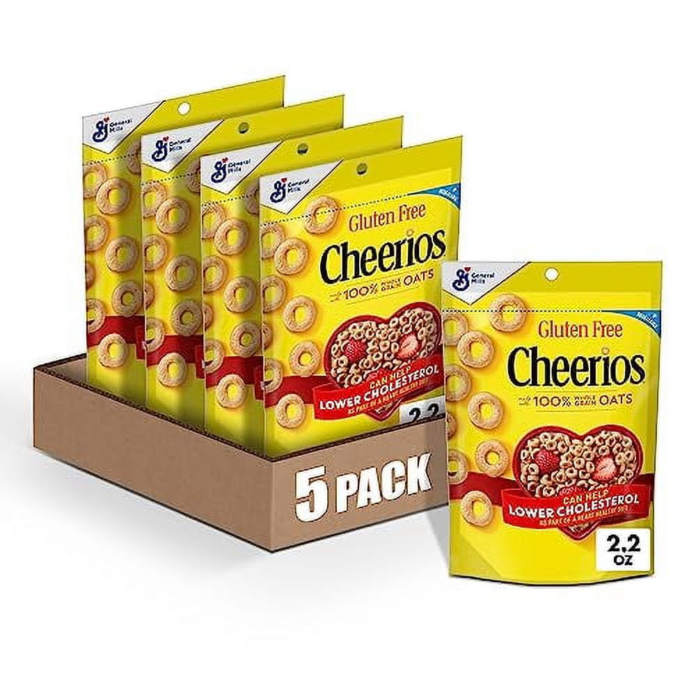 Cheerios Whole Grain Oats Gluten-Free Breakfast Cereal, 2.2 oz Pouch ...