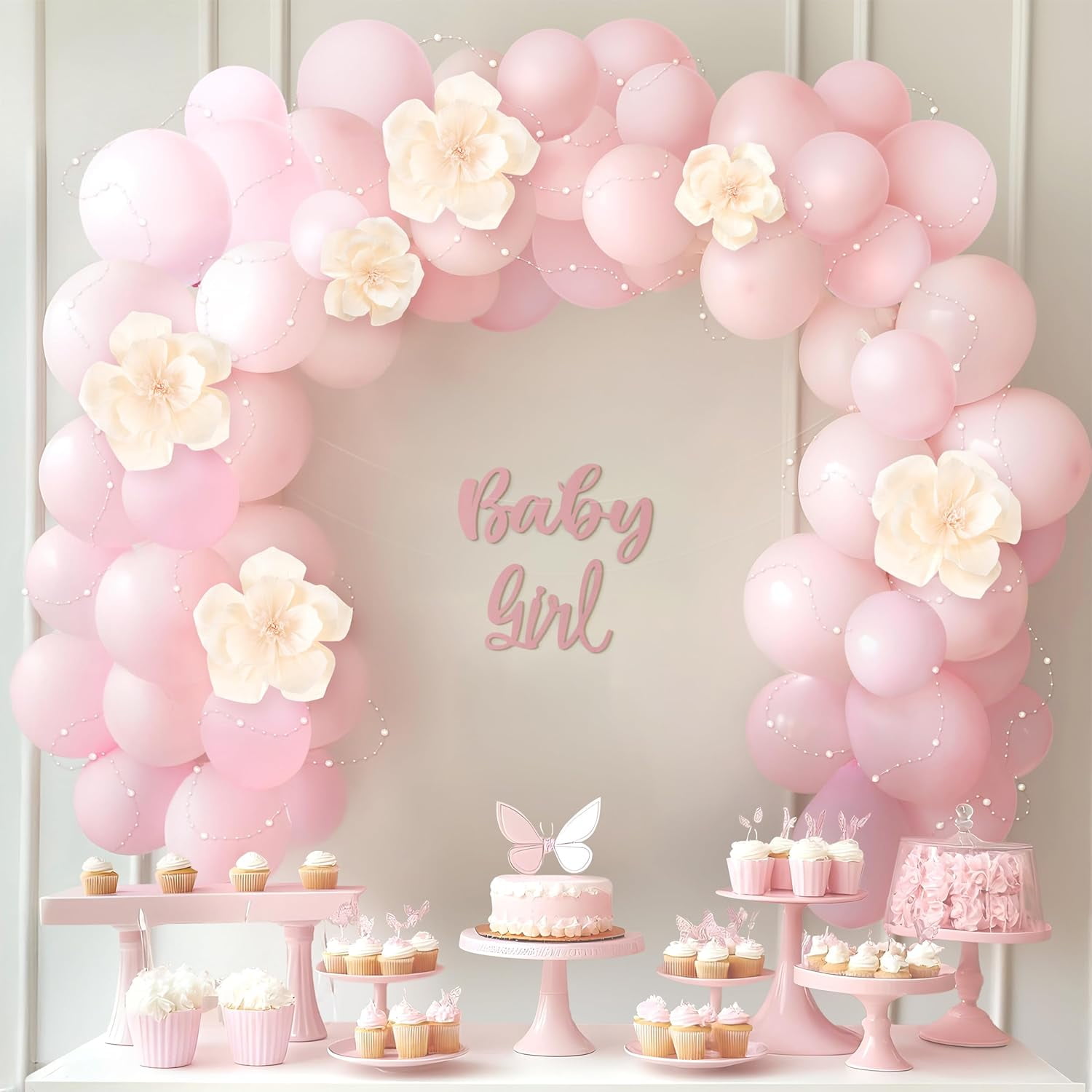 Cheerland 100pcs Pastel Pink Balloon Garland Arch Kit with Pearls and ...