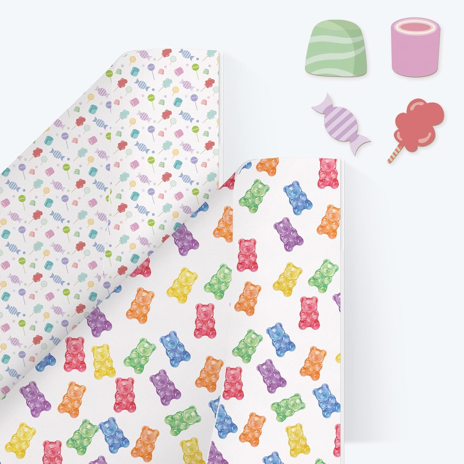 Cheerland 12 Pcs Gummy Bear Wrapping Paper Candy Gift Wrap Candyland ...