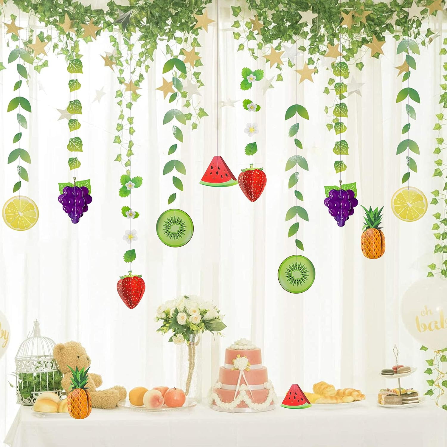 Cheerland 12 Strings Tropical Leaves and Fruit Garlands for Kids ...