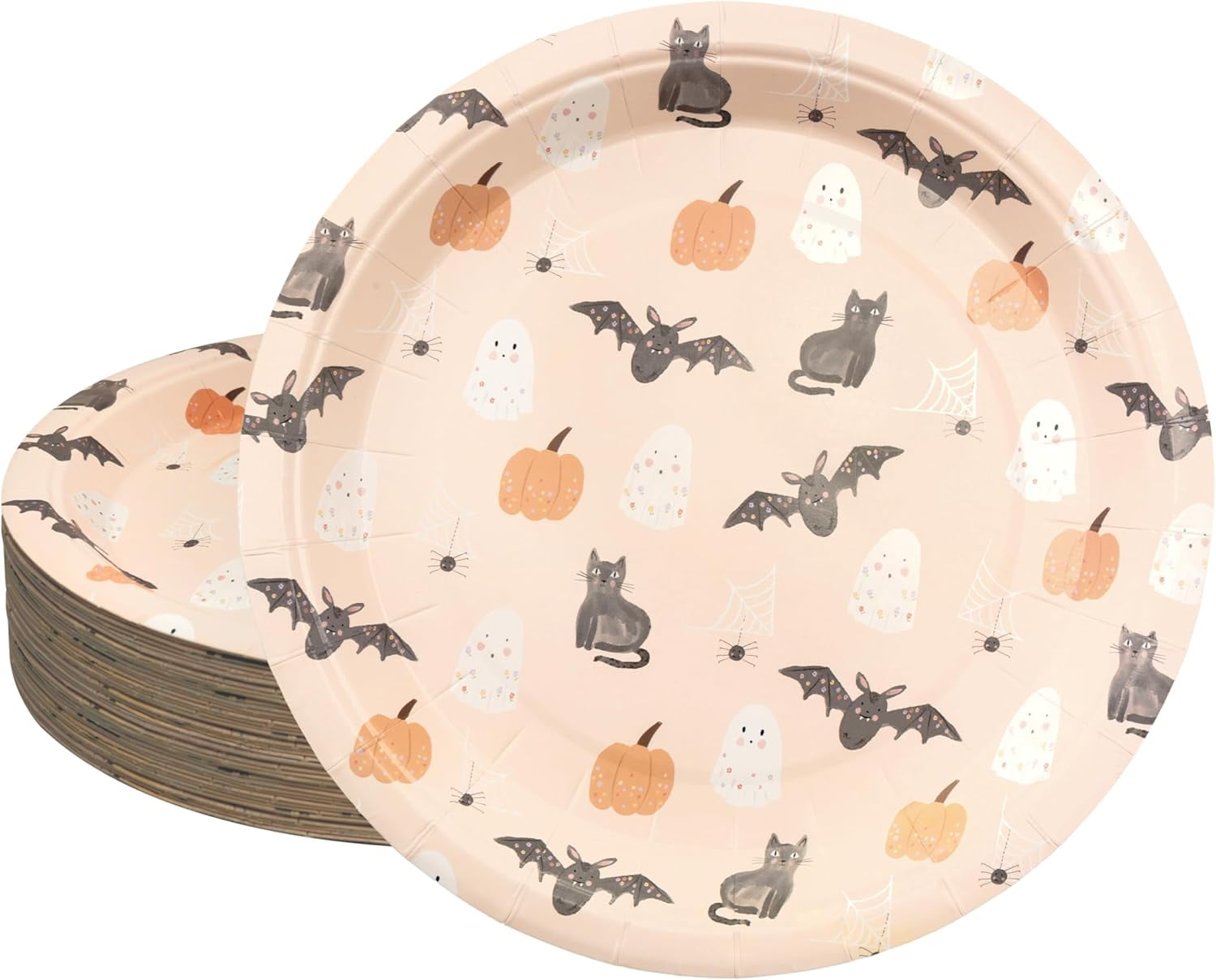 Cheerland 24-Piece Disposable Paper Party Plates, Pastel Pink with Bat ...
