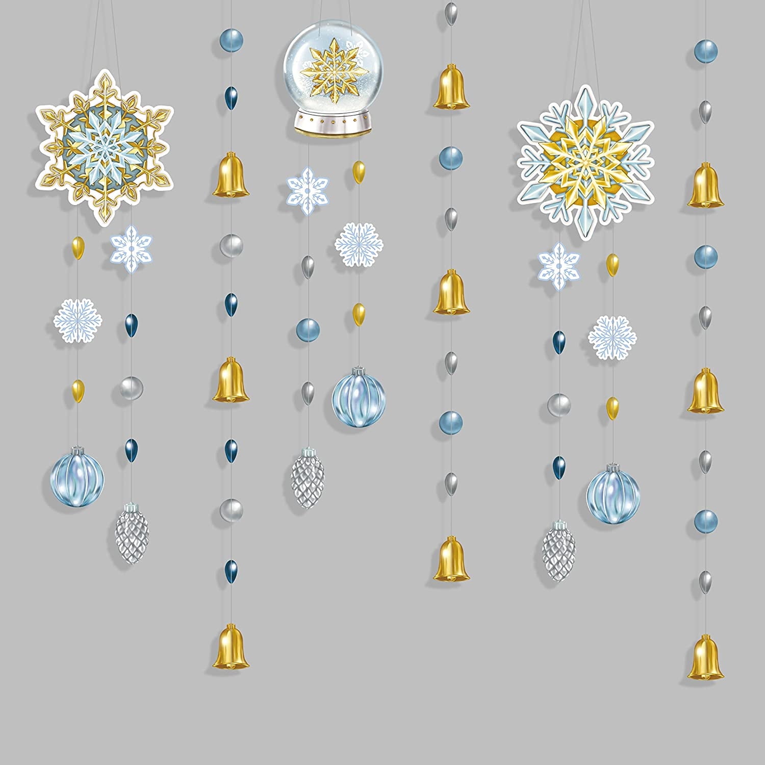Cheerland Bells, Snowflake and Snowglobes Christmas Garland in Gold ...