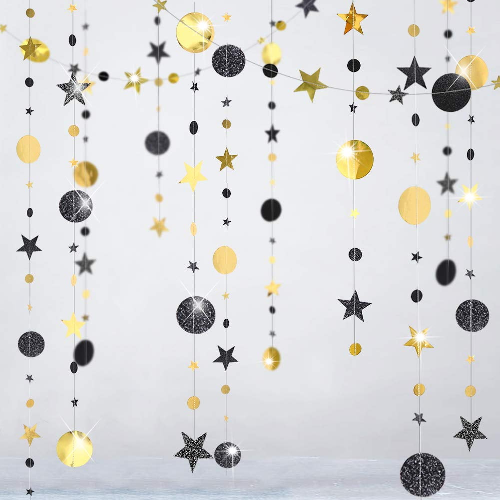 Cheerland Black Gold CORNET Party Decorations Star Garland Moon Hanging ...