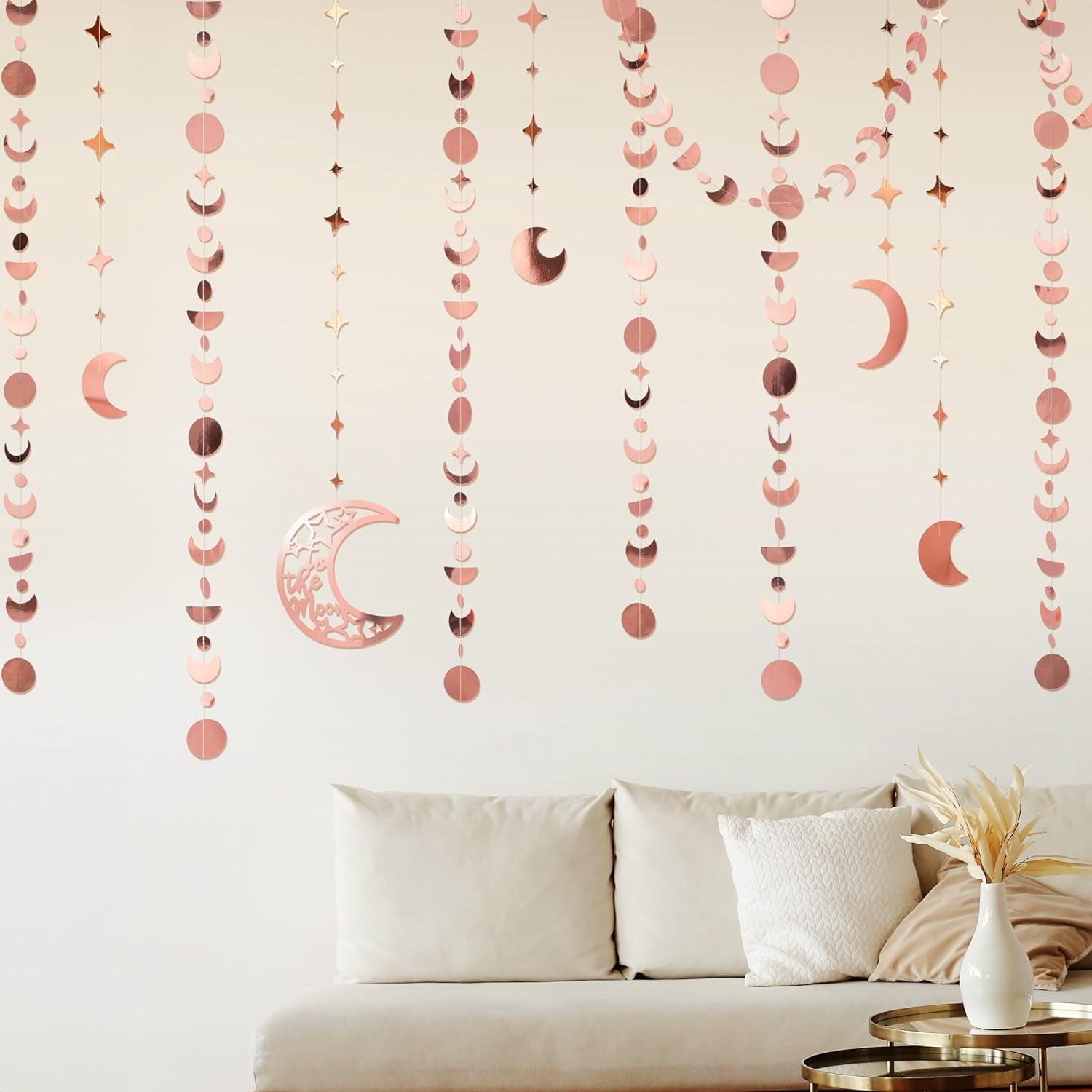 Cheerland Bohemian Moon Phase Garland, Gold, 60 Ft, Pack of 10 ...